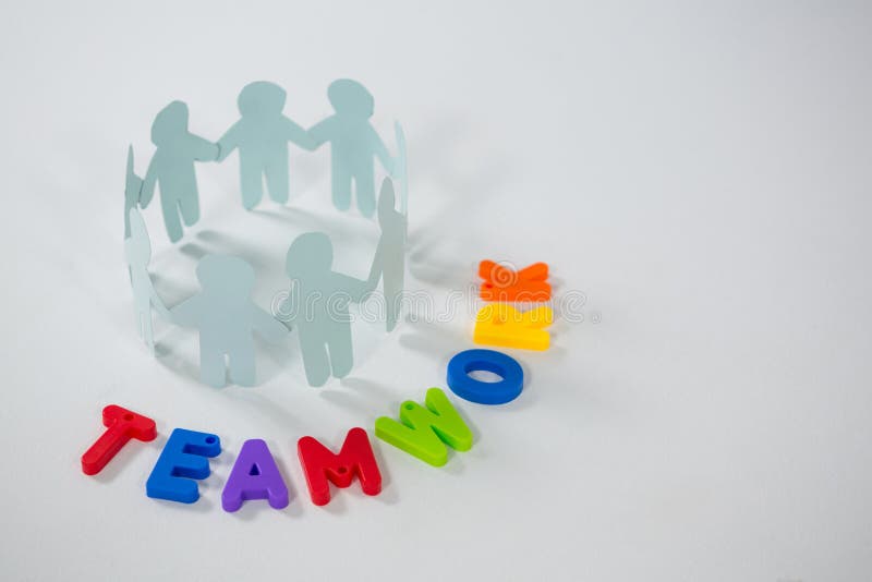 Circle Of Paper Cut-out Figures With Teamwork Word Stock Photo - Image ...