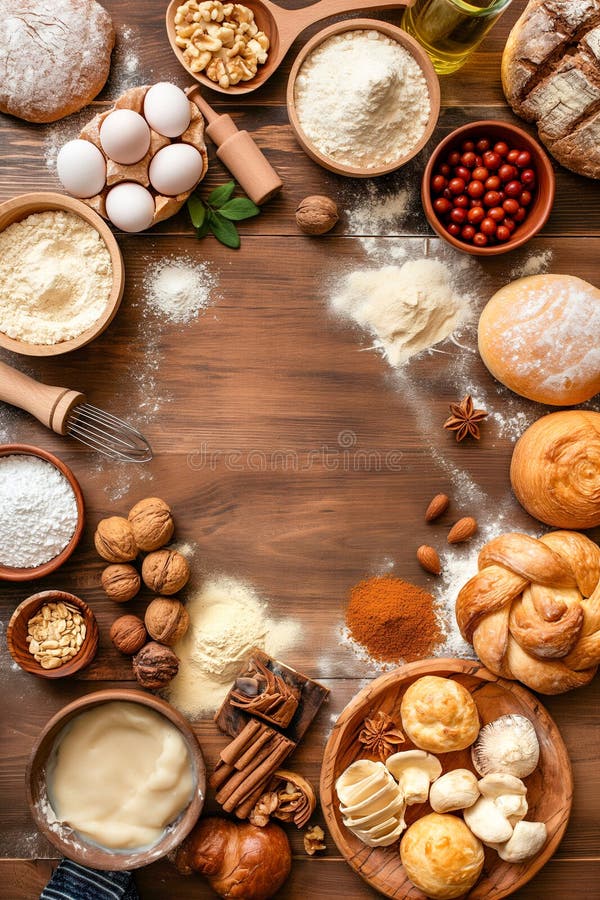 Circle of Pastry Elements, Centered Stock Illustration - Illustration ...