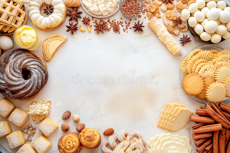 Circle of Pastry Elements, Centered Stock Illustration - Illustration ...