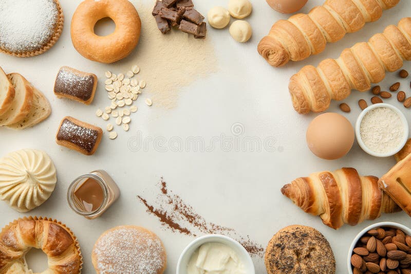Circle of Pastry Elements, Centered Stock Illustration - Illustration ...