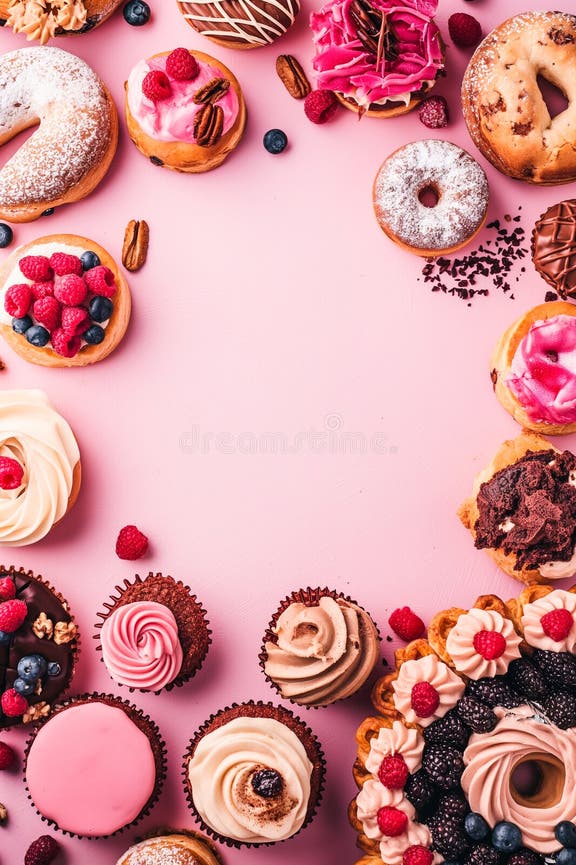 Circle of Pastry Elements, Centered Stock Illustration - Illustration ...