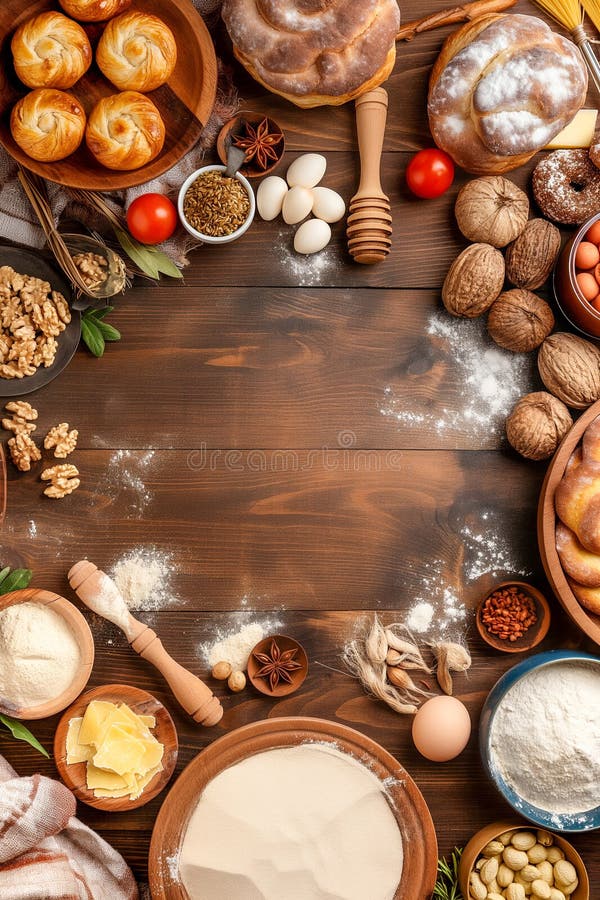 Circle of Pastry Elements, Centered Stock Illustration - Illustration ...