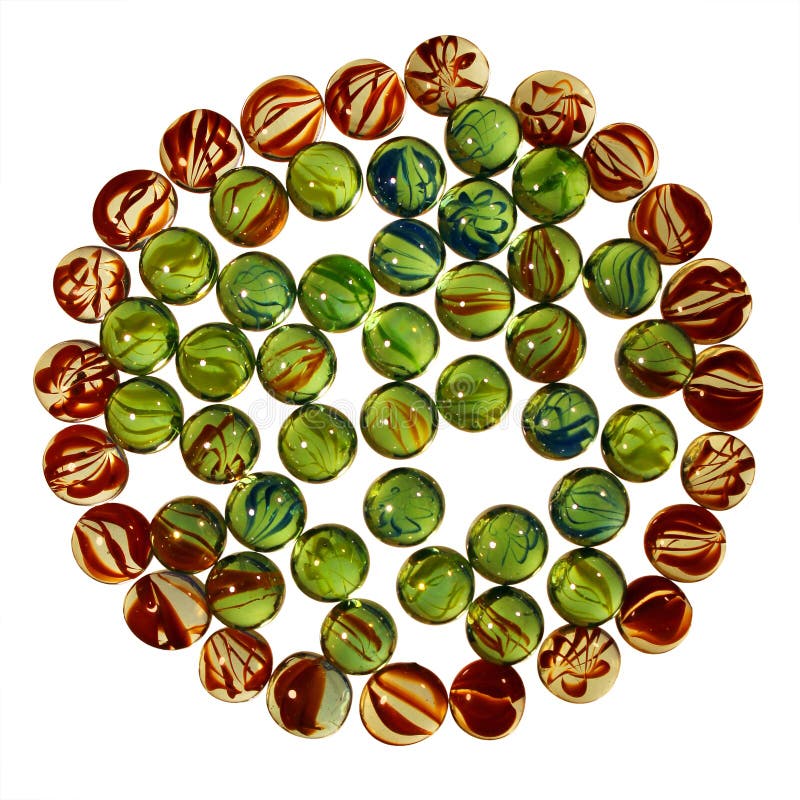 Circle Pattern of Colorful Transparent Glass Marbles Isolated on Stock ...
