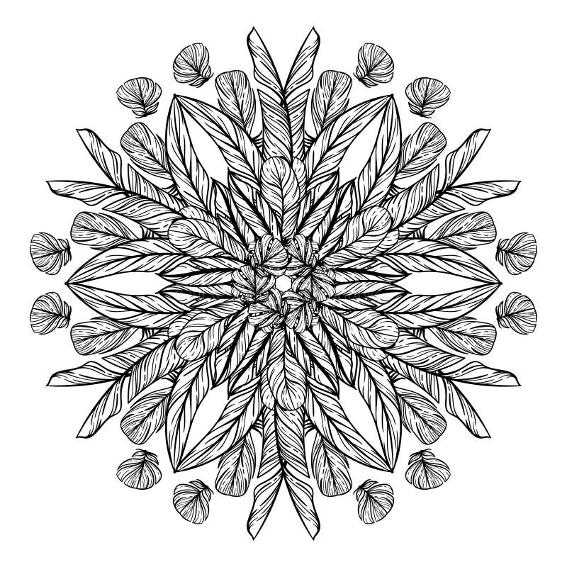 Circle Pattern with Feathers. Round Kaleidoscope Stock Vector ...