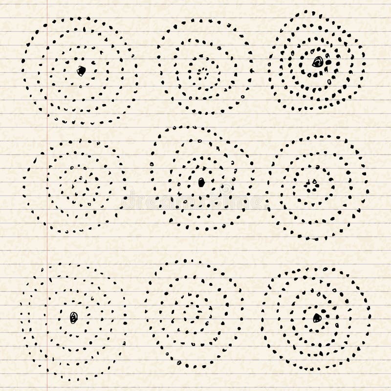 Circle Pattern on a Sheet of Lined Paper Stock Vector - Illustration of ...