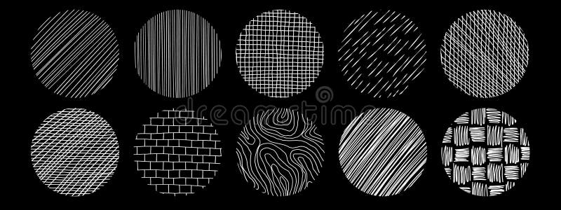 Circle Patterns with Hand Drawn Linear Hatching and Crosshatching ...
