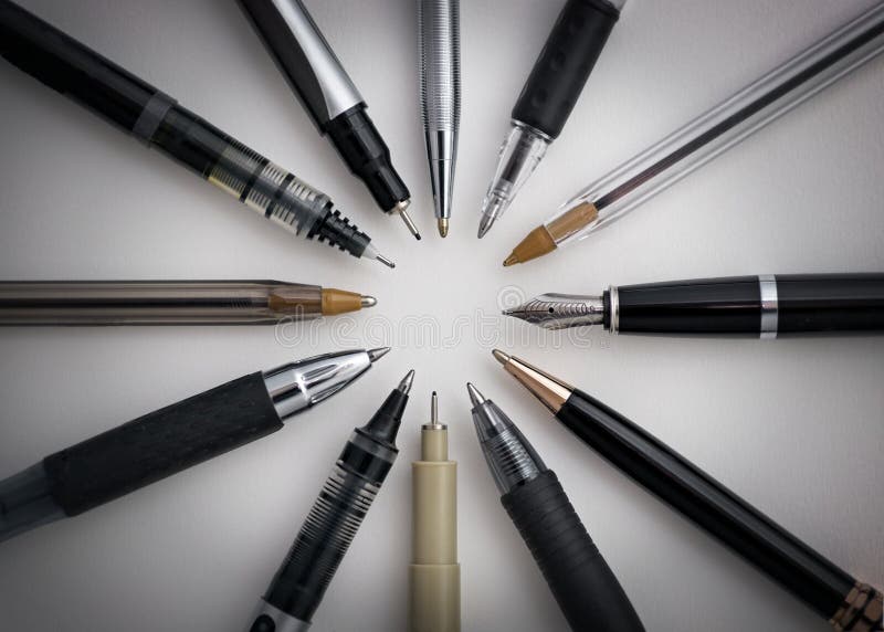 Circle of Pens stock image. Image of felt, variety, instruments - 140130171
