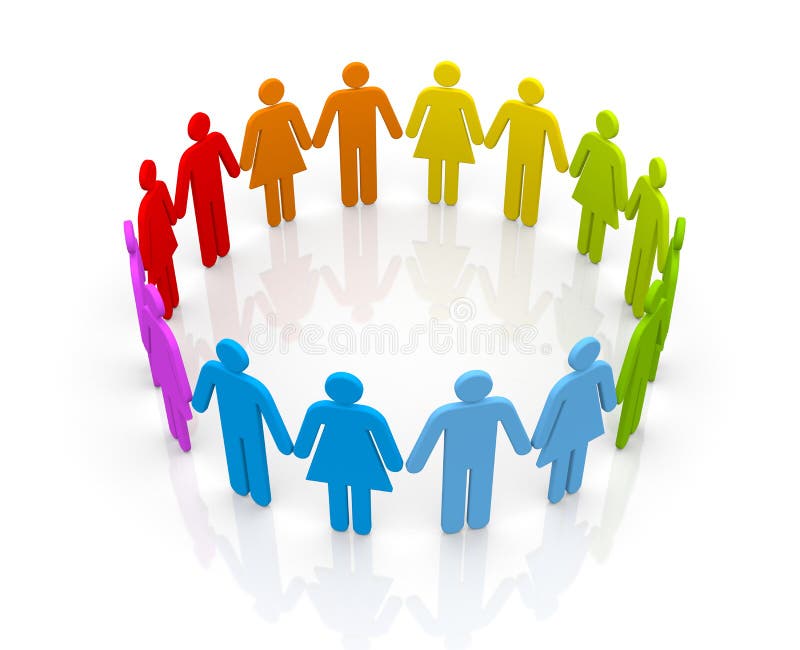 Circle of People with Leader Stock Illustration - Illustration of color ...