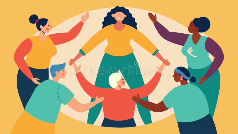 A Circle of People Holding Hands and Singing Together As they Take a ...