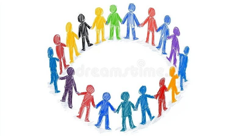 Circle of People Holding Hands, a Symbol of Unity, Teamwork, and ...