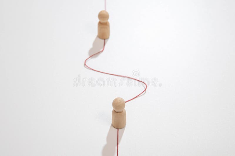 Circle of People Interconnected by Red Curves Lines. Cooperation ...