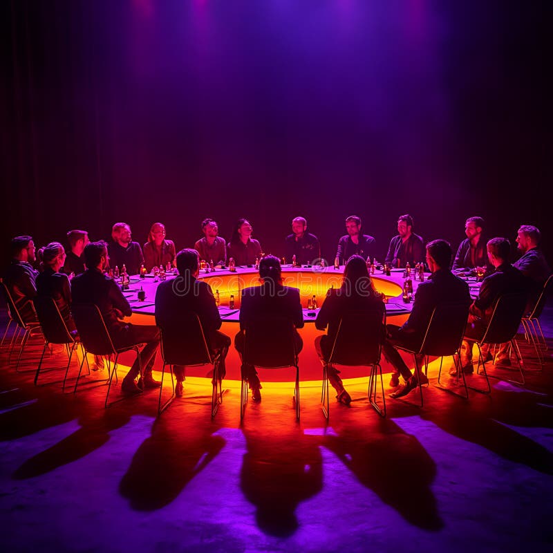 A Circle of People Sitting Around a Table Discussing Stock Illustration ...