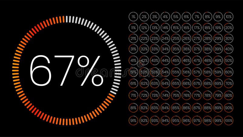 Set of Gradient Circle Percentage Meters from 0 To 100 for Infographic ...