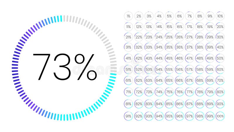 Set of Gradient Circle Percentage Meters from 0 To 100 for Infographic ...
