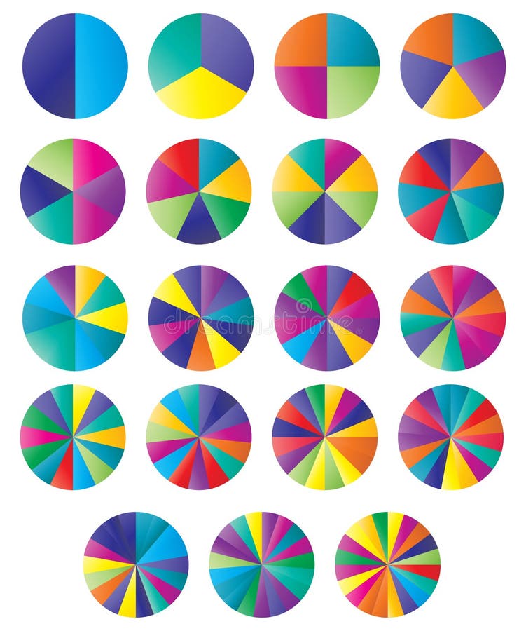 Circle Pie Chart, Pie Diagram Icon from 2 To 20 Sections. Simple, Basic ...