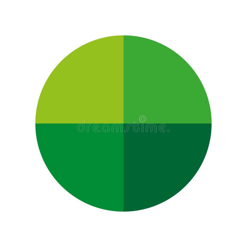 Circle Pie Chart. Four Green Sections. Divided Geometric Round. Vector ...