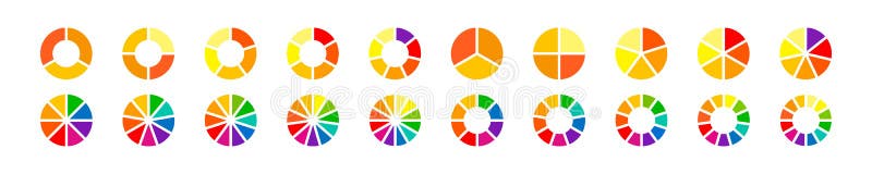 Circle Pie Chart Icons. Pie Charts Diagram. Colorful Diagram. Vector ...