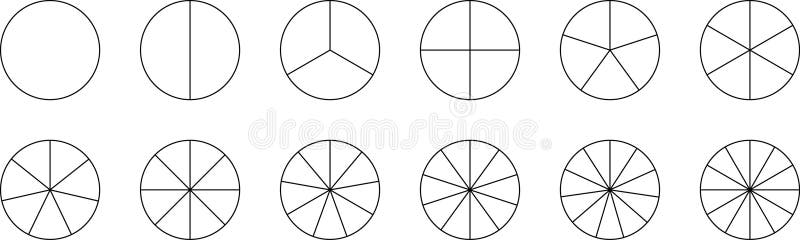 Circle Pie with Pieces. Segment Slice Set. Circles Divided in Segments ...