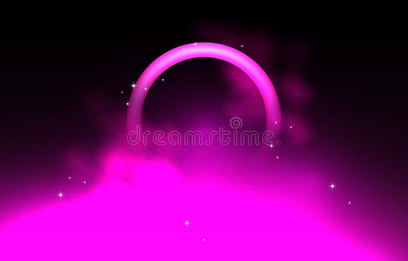 Circle Pink Ring Neon Lights Cloud Smoke Mist Background Stock Vector ...