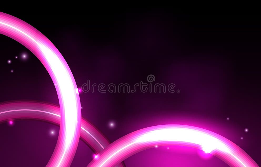Circle Pink Ring Neon Lights Cloud Smoke Mist Background Stock Vector ...