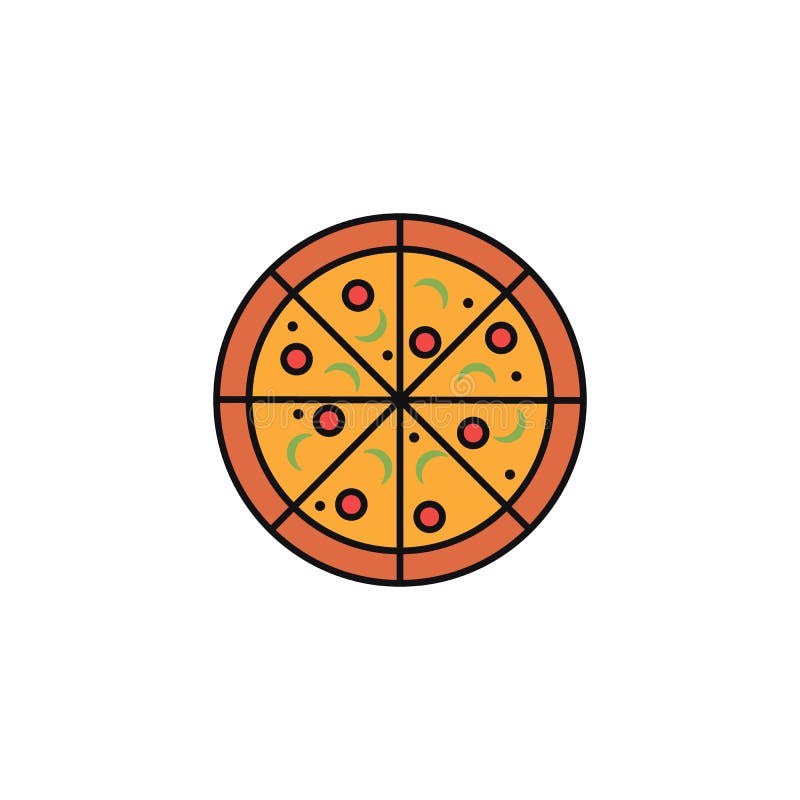 Circle Pizza Line Icon. Linear Style Sign for Mobile Concept and Web ...