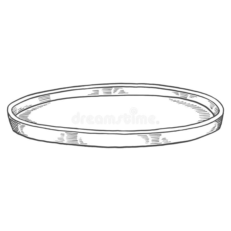 Circle Plate Kitchenware Isolated Doodle Hand Drawn Sketch with Outline ...