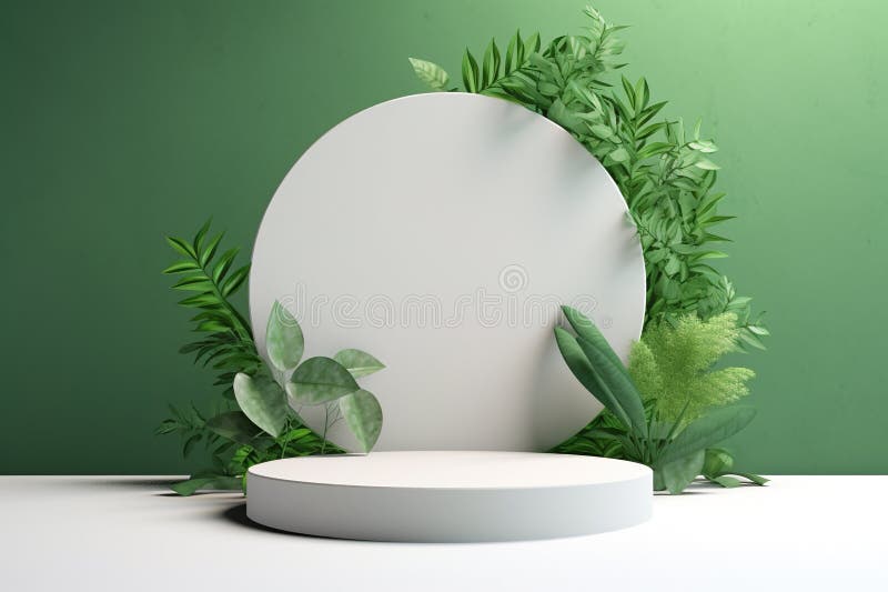 Circle Platform Podium with Green Natural Concept Created with ...