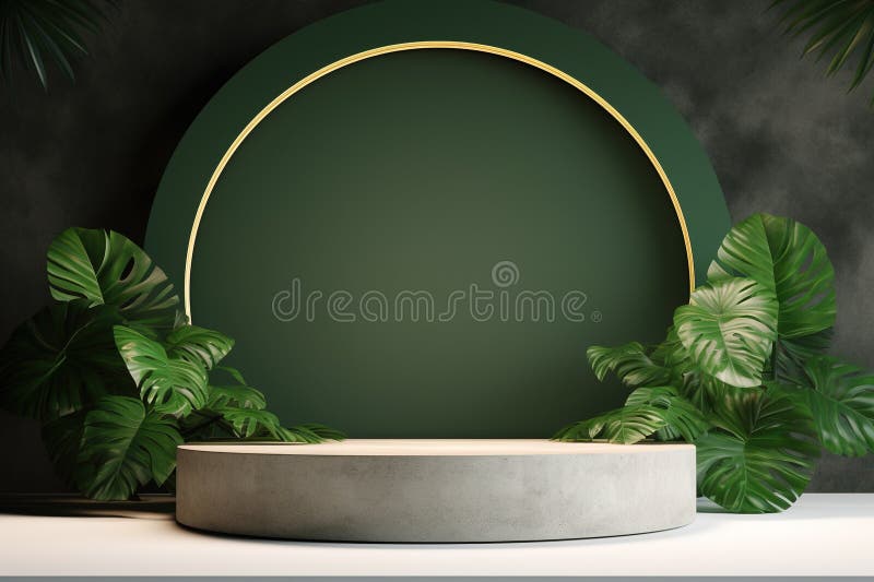 Circle Platform Podium with Green Natural Concept Created with ...