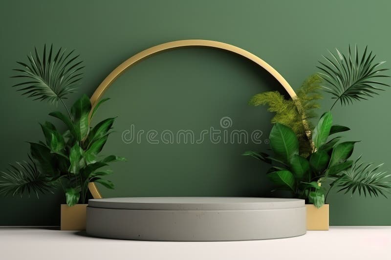 Circle Platform Podium with Green Natural Concept Created with ...