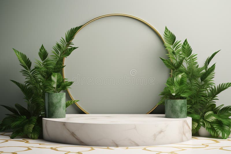 Circle Platform Podium with Green Natural Concept Created with ...