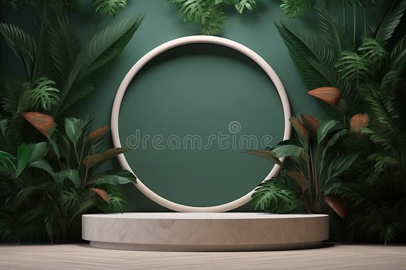 Circle Platform Podium with Green Natural Concept Created with ...
