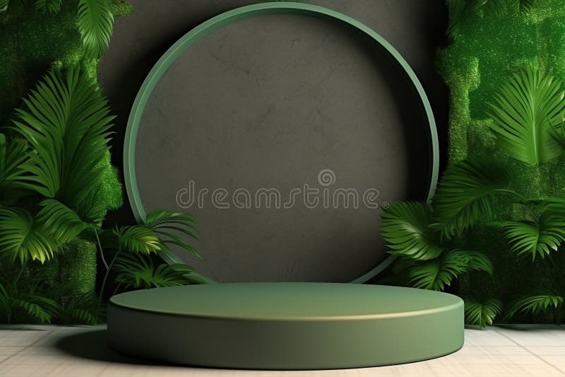 Circle Platform Podium with Green Natural Concept Created with ...