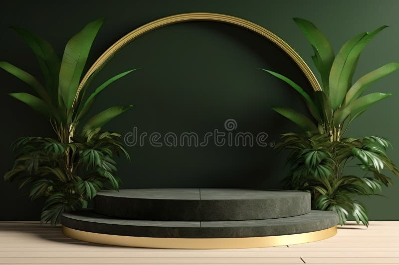 Circle Platform Podium with Green Natural Concept Created with ...