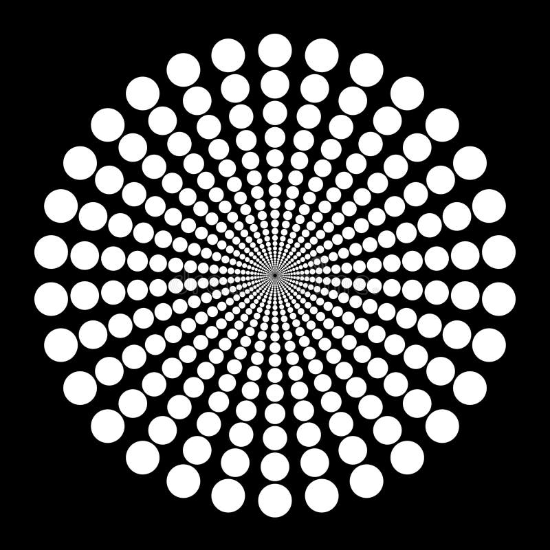 Circle with Polka Dot Pattern. Round Shape with White Points on Black ...