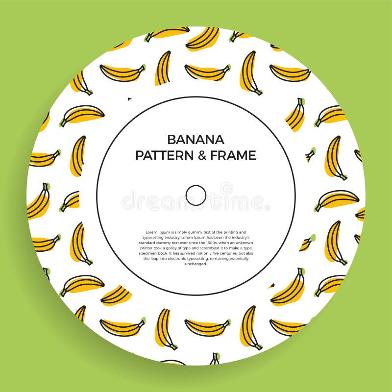 A Circle Postcard with Seamless Banana Patterns. Vector Frame Banner ...