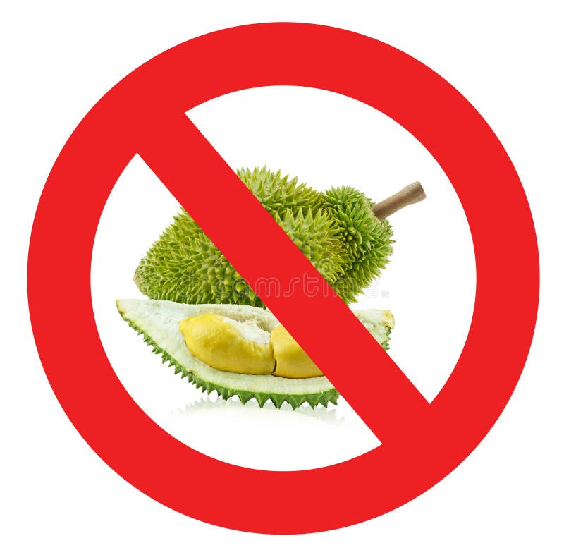 Circle Prohibited Red Sign for No Durian Allowed Isolated on White ...