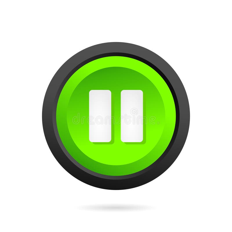 Green Circle Push Button Pause Icon Stock Vector - Illustration of ...