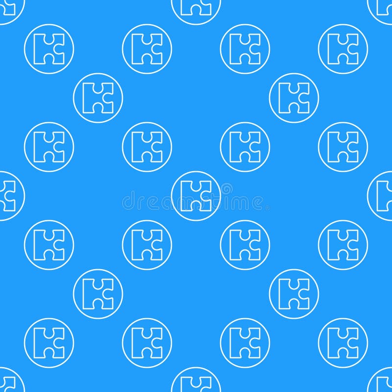 Circle with Puzzle Vector Jigsaw Puzzles Seamless Pattern in Thin Line ...