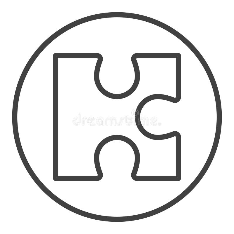 Circle with Puzzle Vector Jigsaw Puzzles Icon or Sign in Thin Line ...