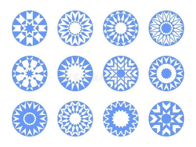 Circle Radial Design Elements. Abstract Decorative Icons Set Stock ...