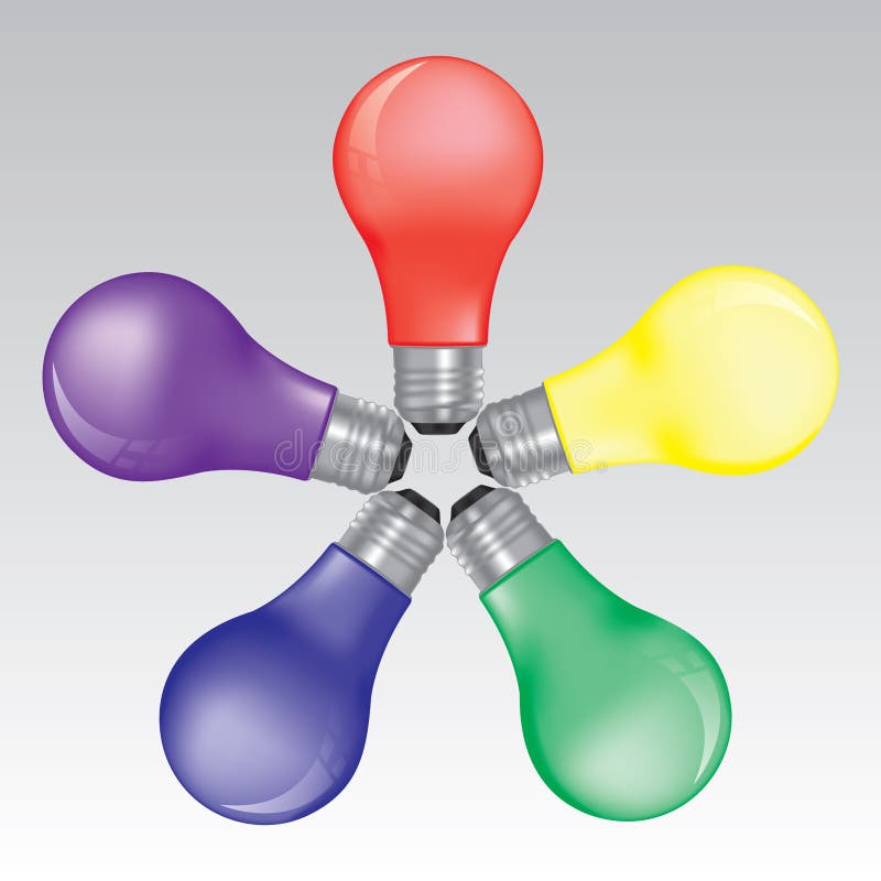 Circle of Rainbow Bulbs. Vector Illustration Decorative Background ...