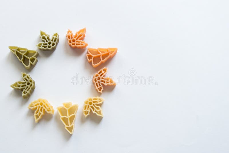 Circle with Raw Pasta. Tree and Leaves Shaped Stock Photo - Image of ...