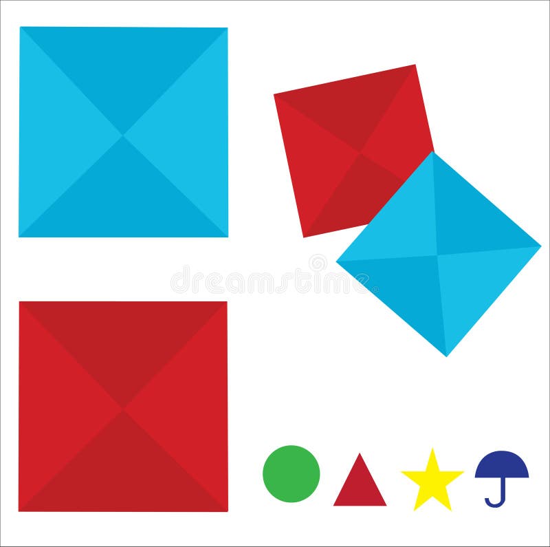 Circle, Red and Blue Card, Triangle, Star and Umbrella Shapes with ...