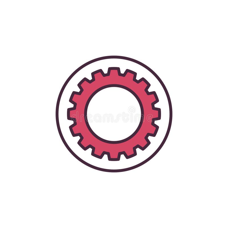 Circle with Red Gear or Cog Vector Concept Icon Stock Vector ...