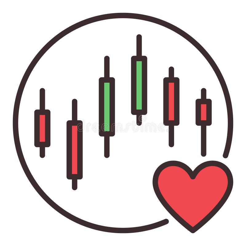 Circle with Red Heart and Trading Chart Vector Representing a Love for ...