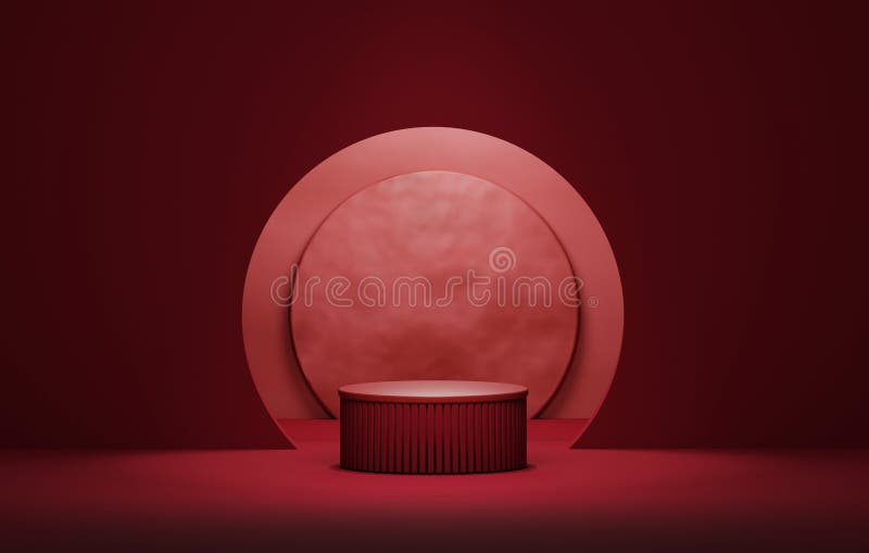 Circle Red Podium Base on Abstract Studio Room Red Background Stock ...