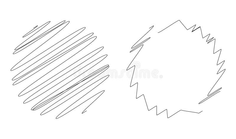 Circle and Ring Sketch, Doodle, Scrawl Random Lines Vector Elements ...