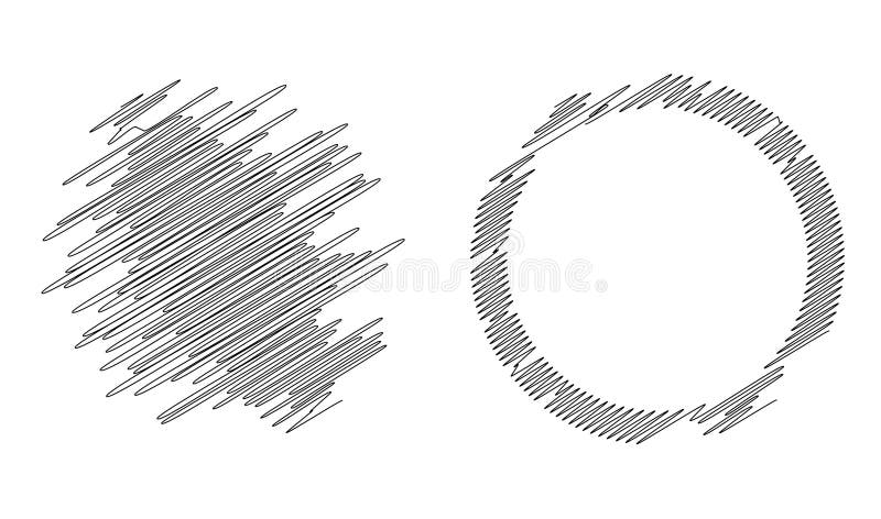 Circle and Ring Sketch, Doodle, Scrawl Random Lines Vector Elements ...