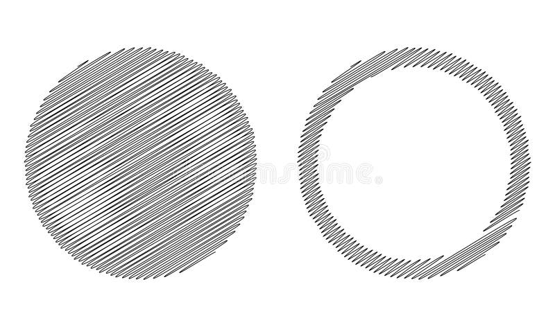 Circle and Ring Sketch, Doodle, Scrawl Random Lines Vector Elements ...