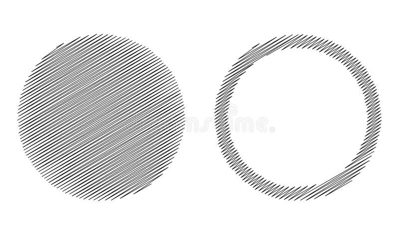 Circle and Ring Sketch, Doodle, Scrawl Random Lines Vector Elements ...